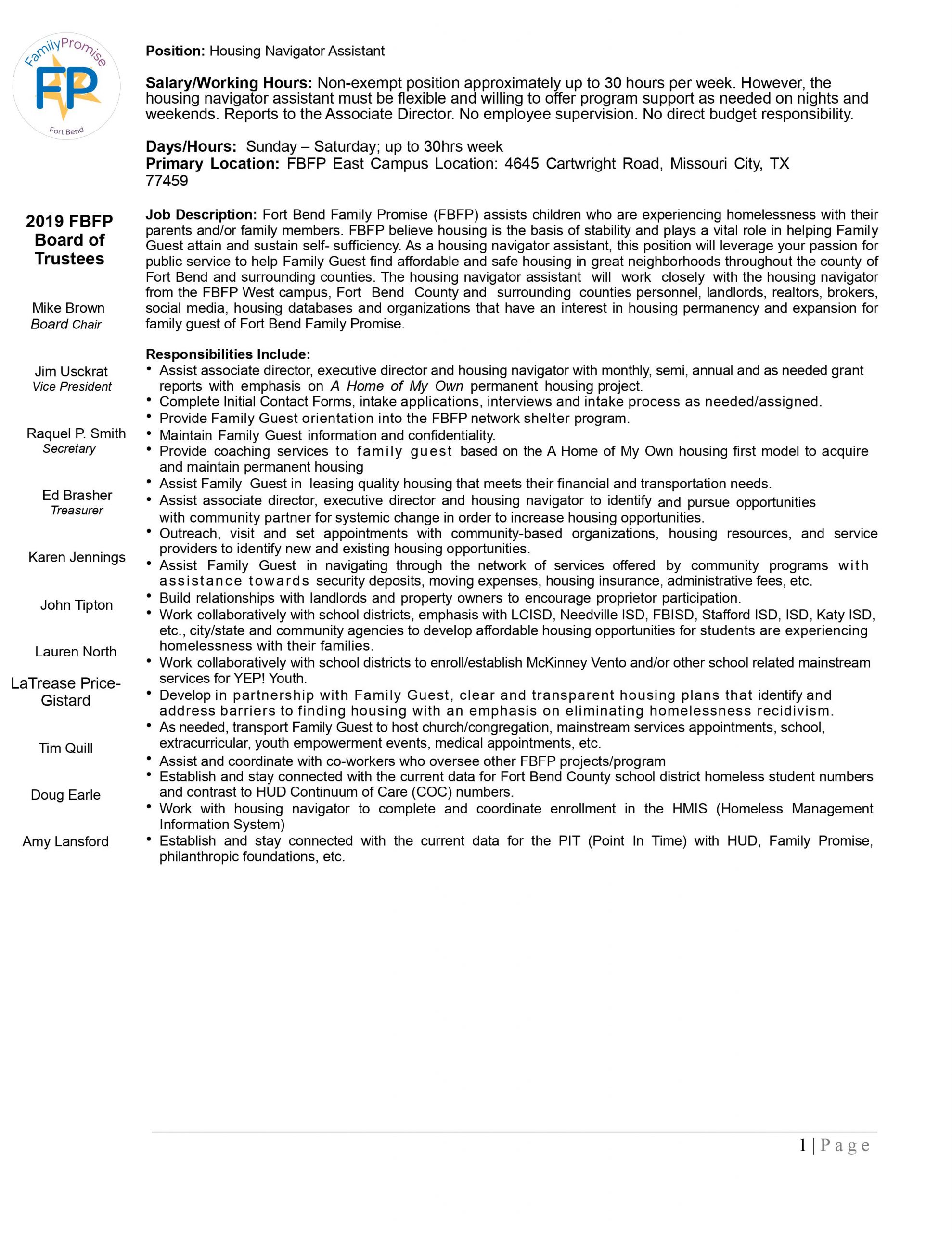 Careers - Fort Bend Family Promise